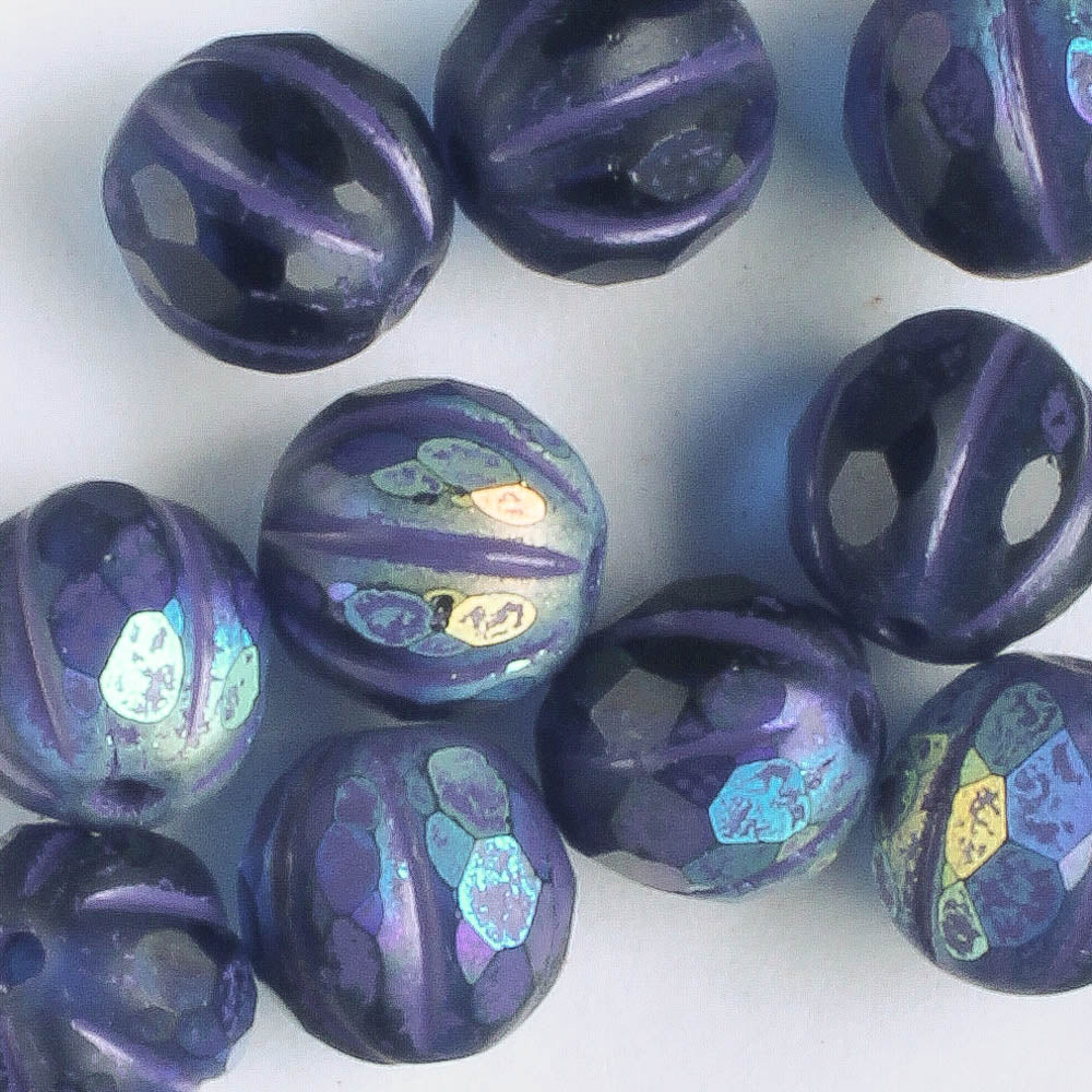 8mm Faceted Melon - Sapphire AB with Purple – Jennifer Wiles Studio
