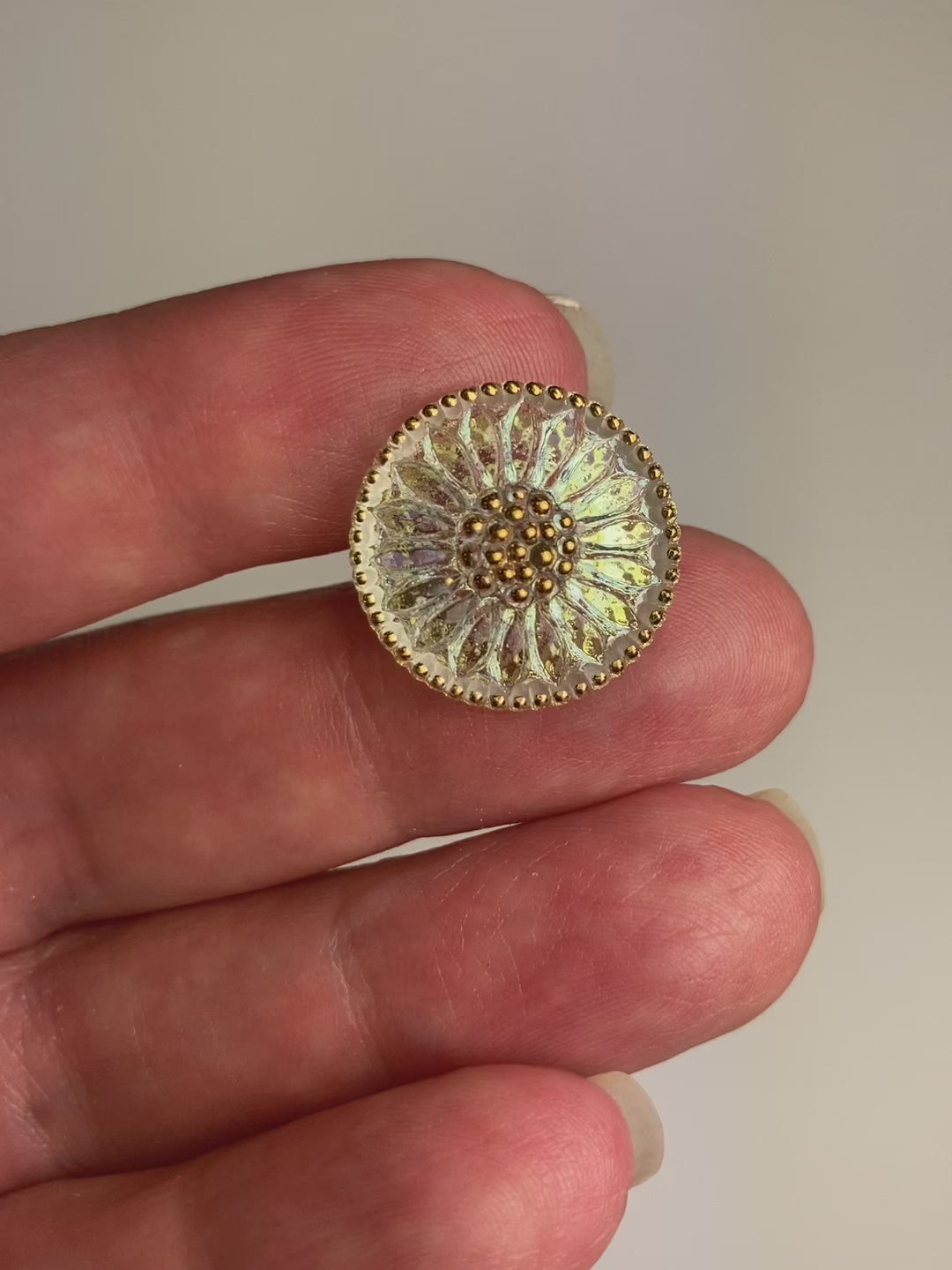 Daisy Button - Transparent Glass with AB Finish – Jennifer Wiles Studio