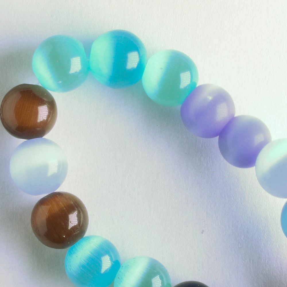 8mm Cat's Eye Glass - 8" strand – Jennifer Wiles Studio